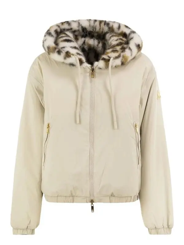 Moose Knuckles Reversible Faux Fur Hooded Jacket - Cream