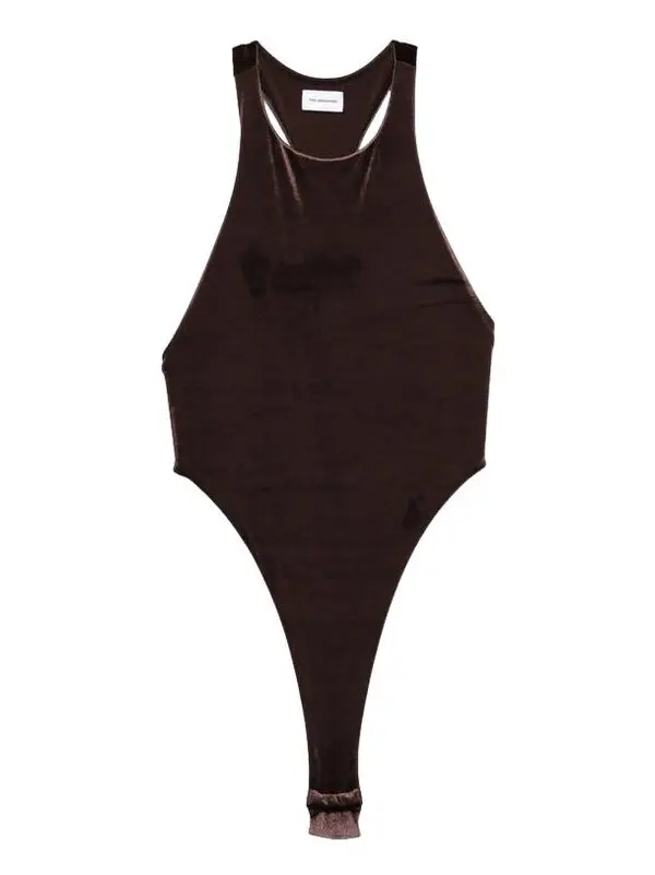 Andamane The Attico Velvet Halterneck Bodysuit - Brown