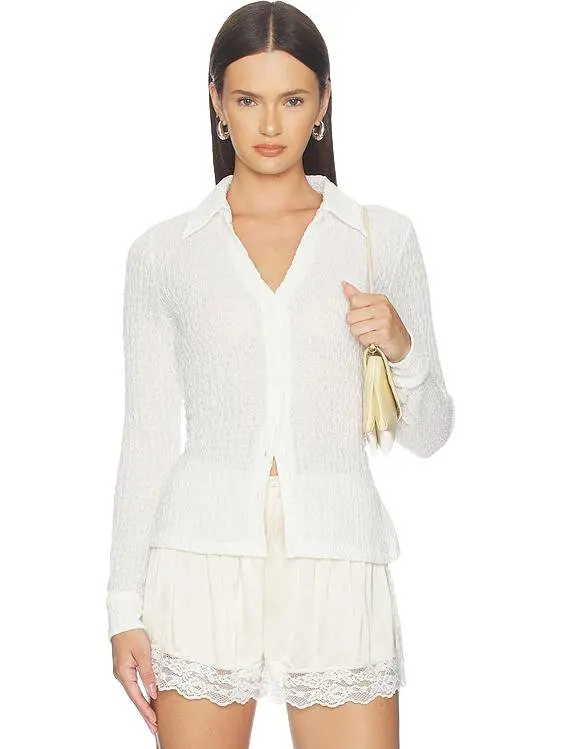Sanctuary Juno Textured Button Front Top - Chalk