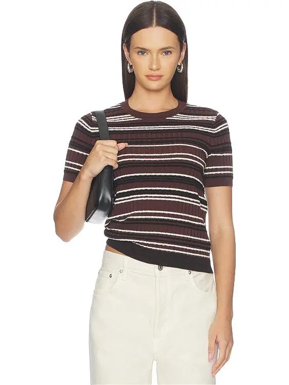 Rag & Bone Karina Striped Knit Top - Mahogany