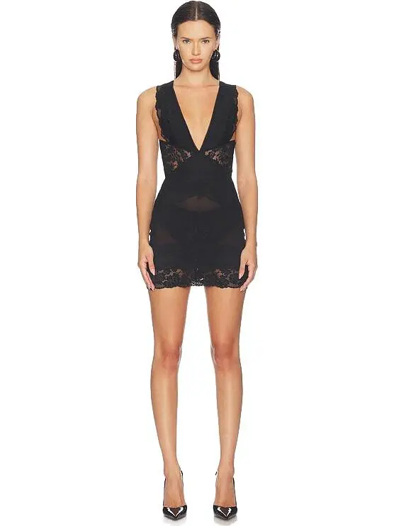 HAELO Shadow Lace Mini Dress - Black