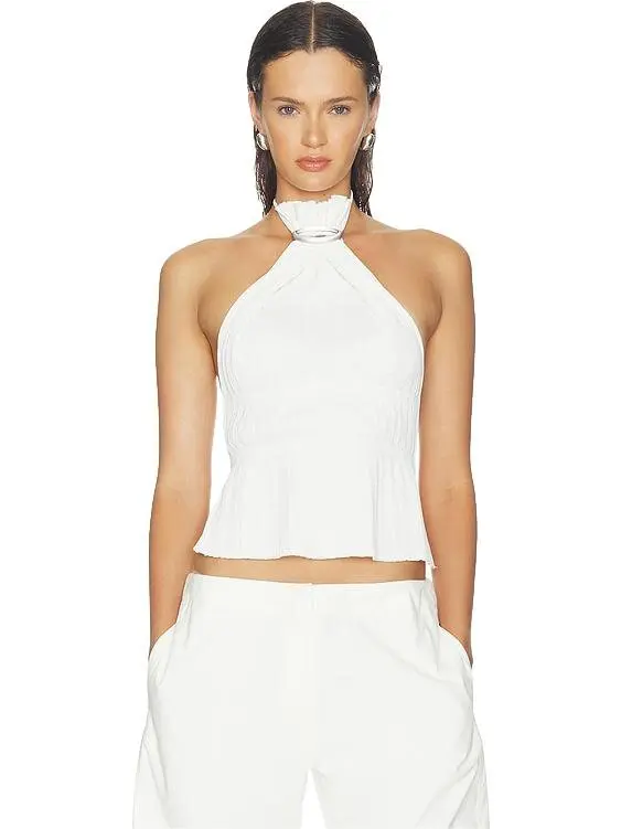 HAELO Pleat Halter Top - White
