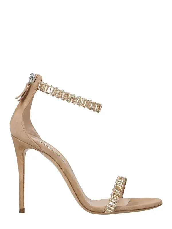Casadei Suede Embellished Stiletto Sandals - Beige