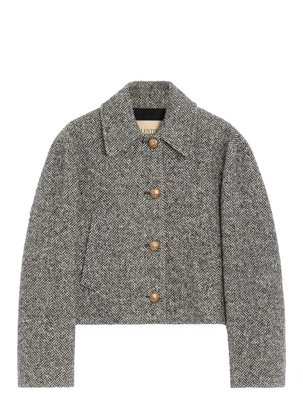Valentino Garavani Virgin Wool Blend Cropped Coat - White