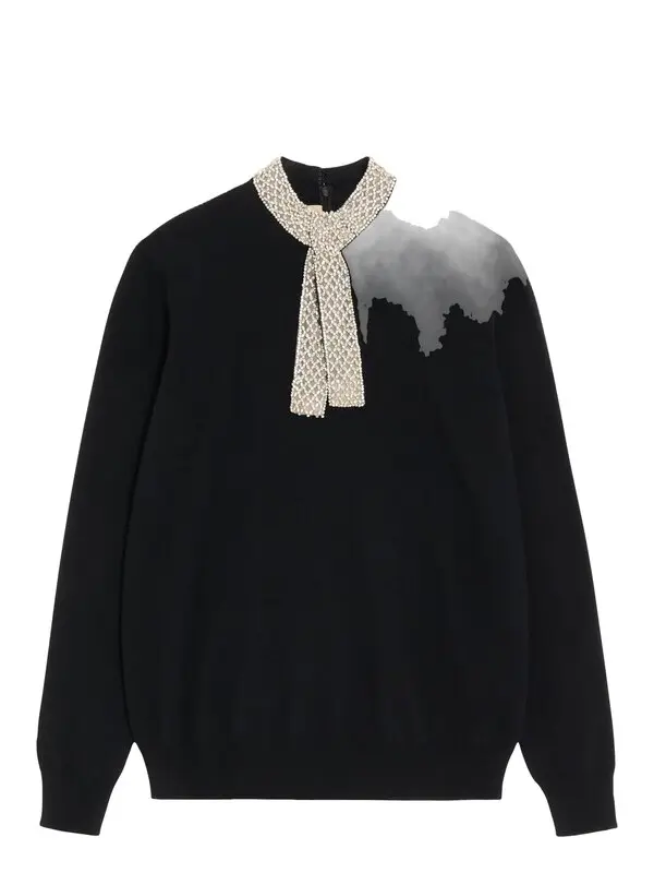Valentino Garavani Virgin Wool Embellished High Neck Sweater - Black