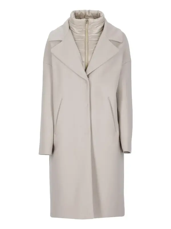 Herno Single-breasted Long-sleeved Coat With Padded Collar - White