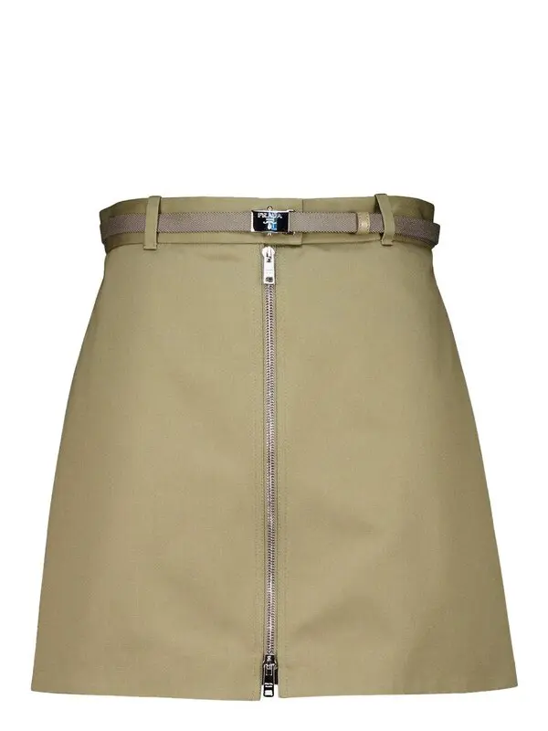 Prada Argilla Belted Mini Skirt - Clay Ash