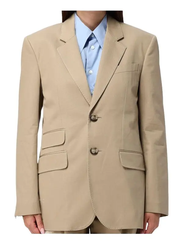 AMI Paris Lapel Long-sleeved Suit Jacket - Nude