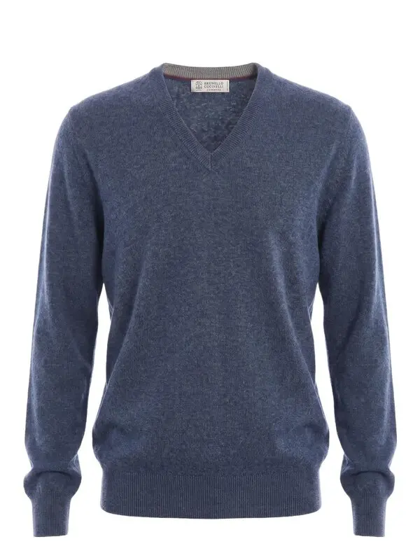 Brunello Cucinelli Cashmere V-neck Sweater - Blue