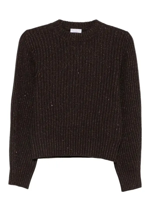 Brunello Cucinelli Ribbed Knitwear With Sequin Embellishments - No