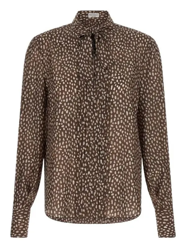 Brunello Cucinelli Long Sleeve Printed Shirt - Brown