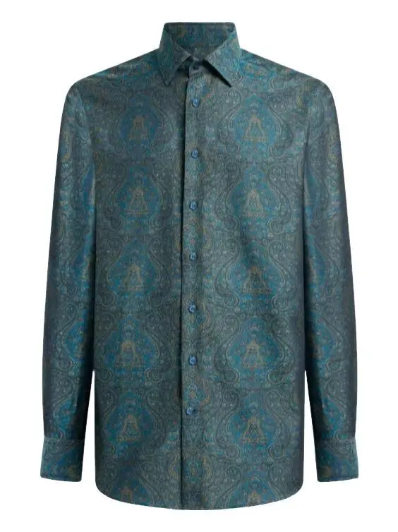 Etro Ornamental Motif Jacquard Shirt - Green