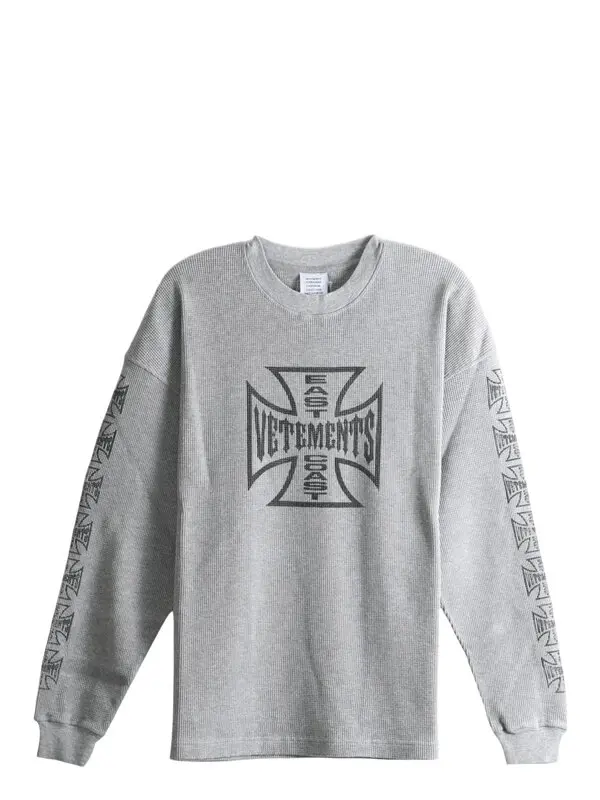 Vetements Big Biker Cross Graphic-print Waffle-knit T-shirt - Grey
