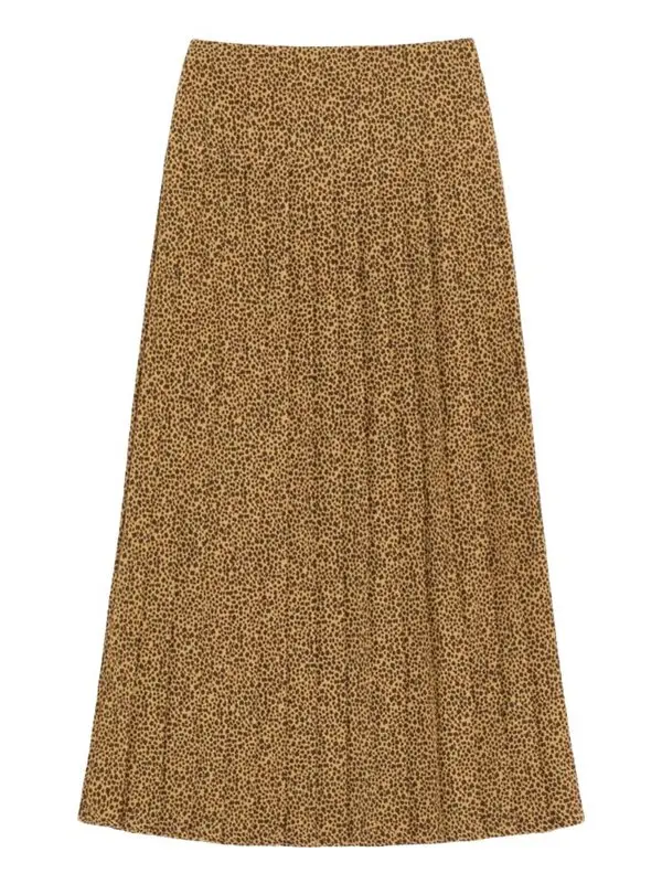 Valentino Garavani Crepe De Chine Skirt With Fauve Eclat Micromacula Print - Brown