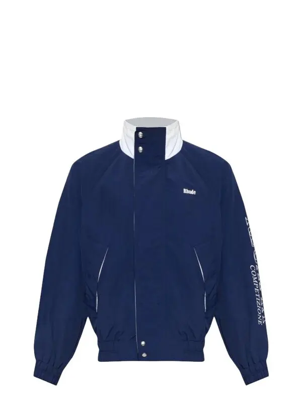 Rhude Logo Stand Collar Jacket - Navy Blue