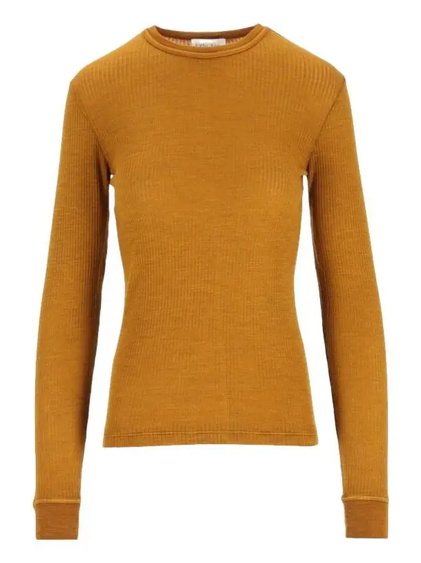 FORTE_FORTE Ribbed Lightweight Knit Sweater - Brown