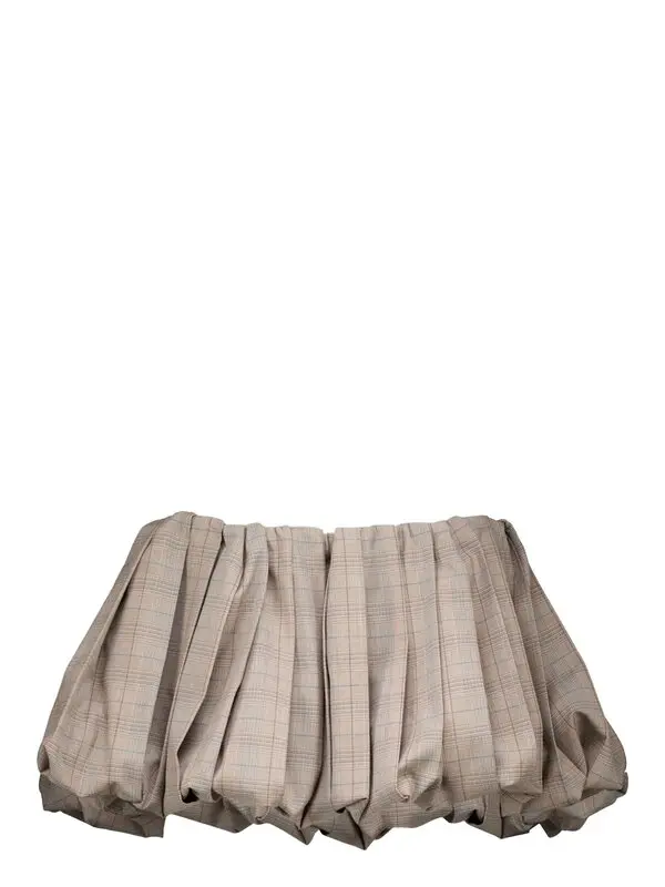 Miu Miu Plaid Pleated Midi Skirt - Tabacco