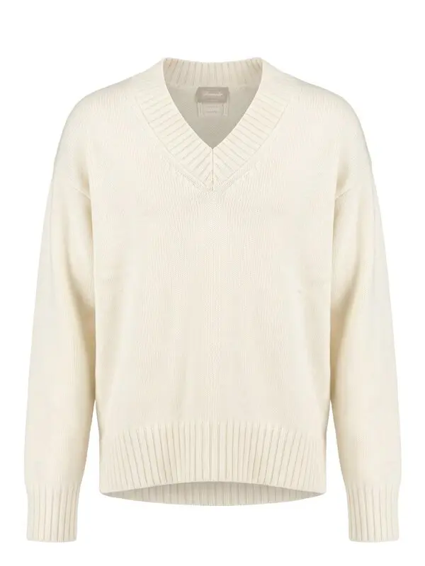 DRUMOHR Long Sleeve V-neck Sweater - Milk