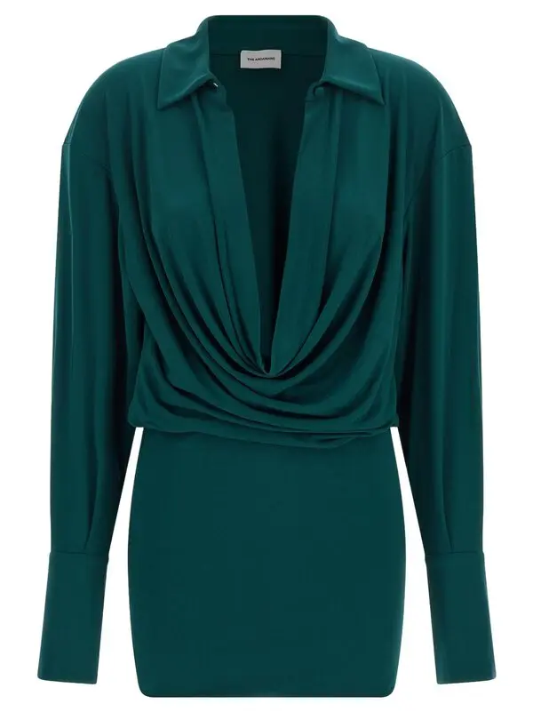 Andamane Lilia Draped Mini Dress - Green