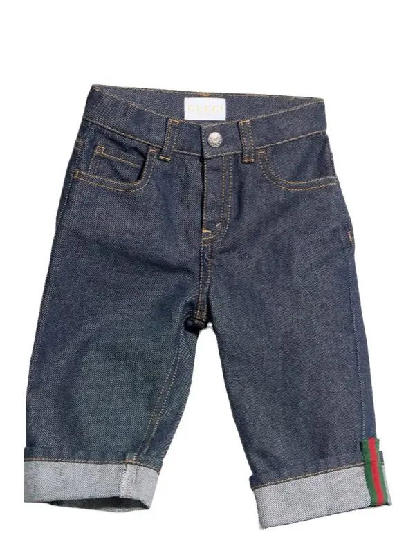 Gucci Baby Denim Pants With Web Detail - Dark Blue