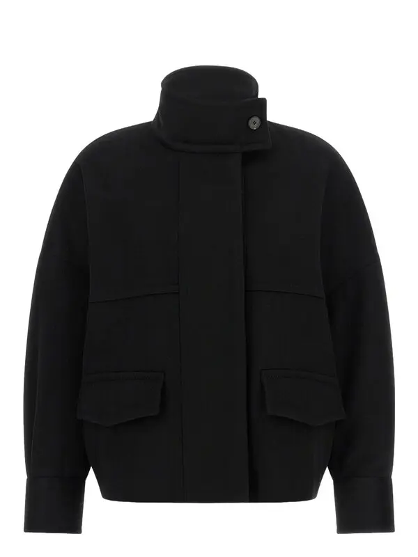 Alberto Biani High Neck Bomber Jacket - Black