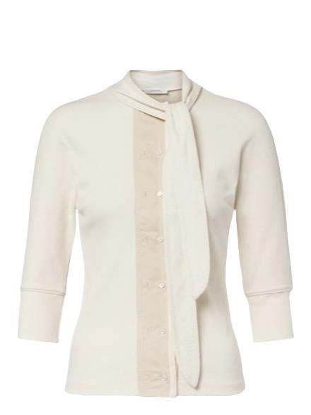 LEMAIRE Ribbed-knit Cotton And Linen Blend Top With Scarf Detail - Beige