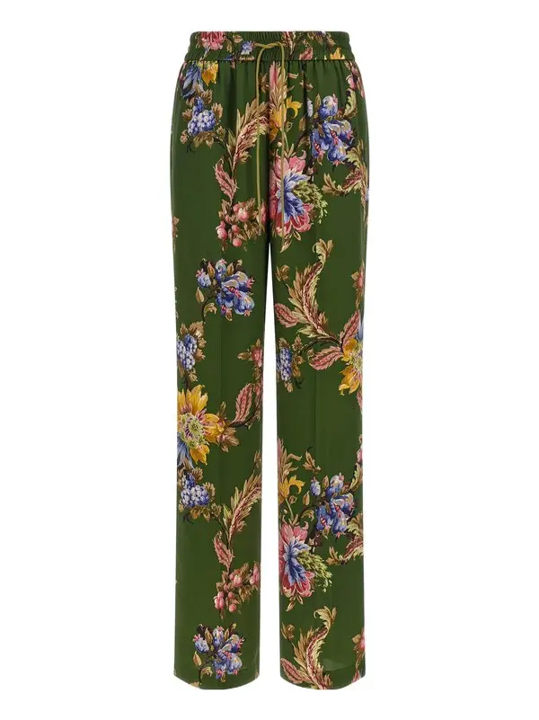 Etro Floral Print Wide-leg Trousers - Green
