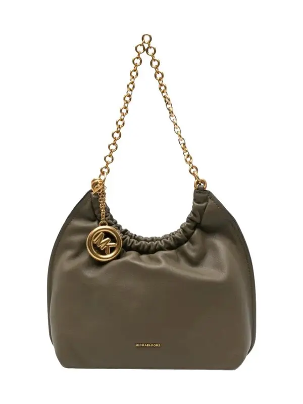 Michael Kors Ruched Logo Plaque Shoulder Bag - Green