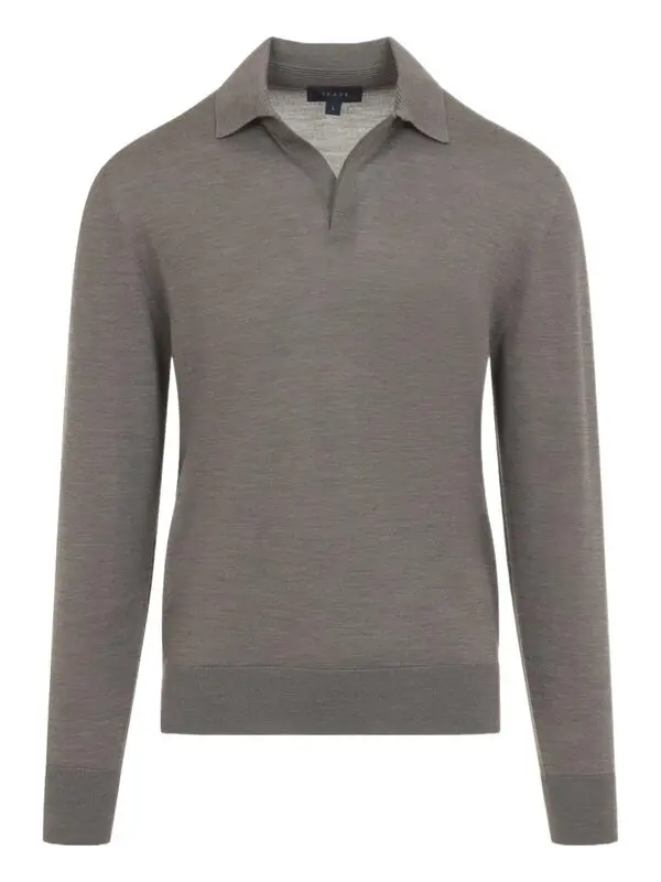 Sease Lasca Knit Long-sleeve Polo Shirt - Wombat