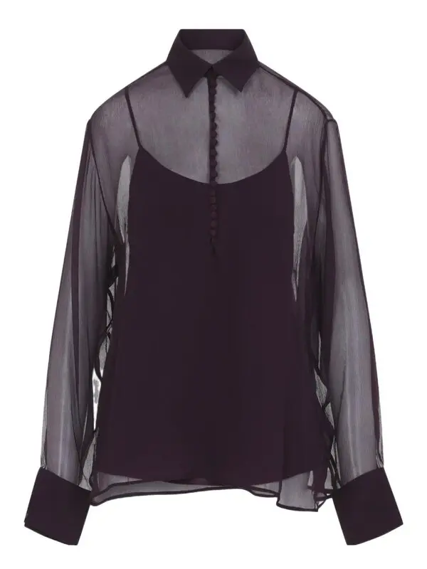 Ermanno Scervino Sheer Button-front Top - Purple