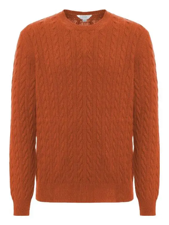 Malo Cable-knit Cashmere Sweater - Orange Sun