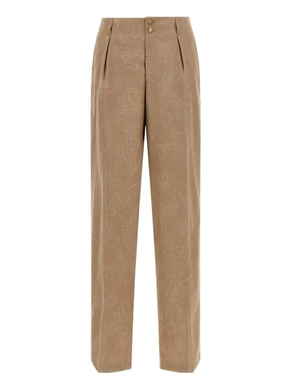 Etro Paisley Jacquard Pants - Beige