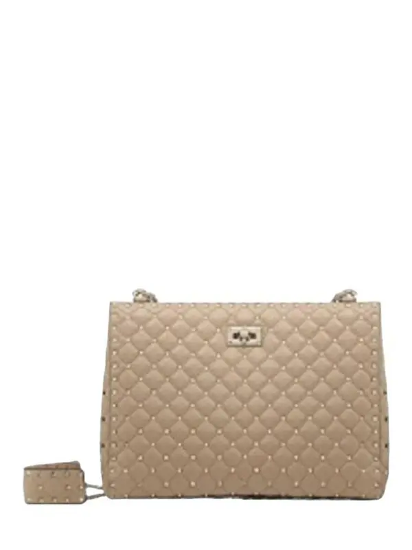 Valentino Garavani Rockstud Rivet Shoulder Bag - Nude