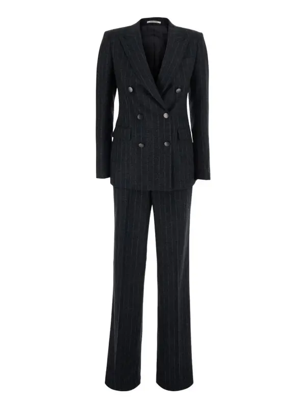 Tagliatore Two-piece Set Including Long-sleeved Suit And Striped Suit Trousers - Grey