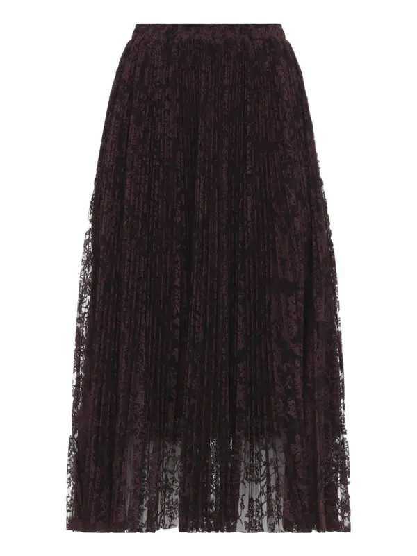 Ermanno Scervino Pleated Lace A-line Skirt - Purple
