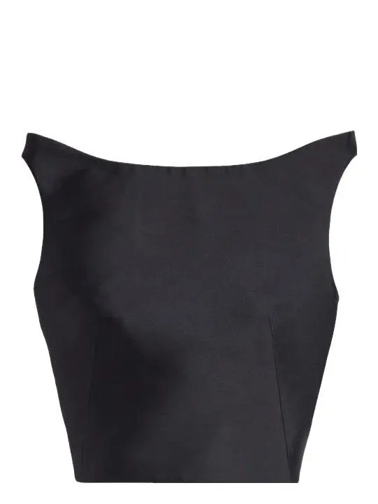 JIL SANDER Structured Shoulder Silk-blend Top - Black