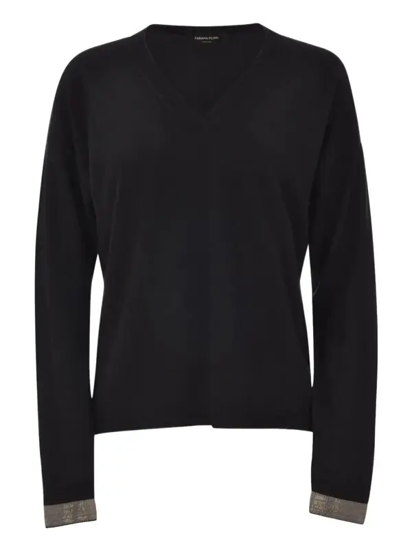 Fabiana Filippi V-neck Sweater With Movable Cuff Details - Black