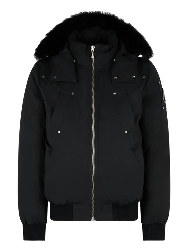 Moose Knuckles Zip-up Bomber Jacket With Hood - Black