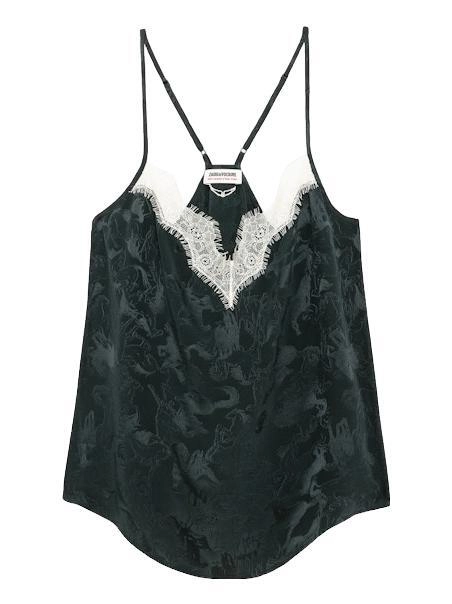 Zadig&Voltaire Cespa Silk Camisole With Lace Trim - Gloom