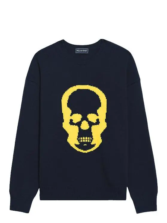 Zadig&Voltaire Oversized Cashmere Sweater With Jacquard Skull Pattern - Encre