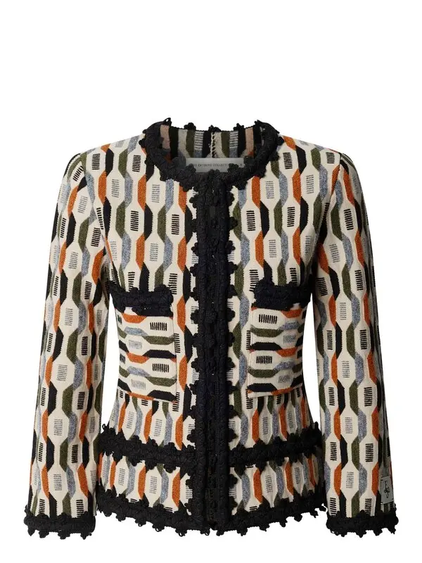 THE EXTREME COLLECTION Multicolor Geometric Knit Jacket - Black