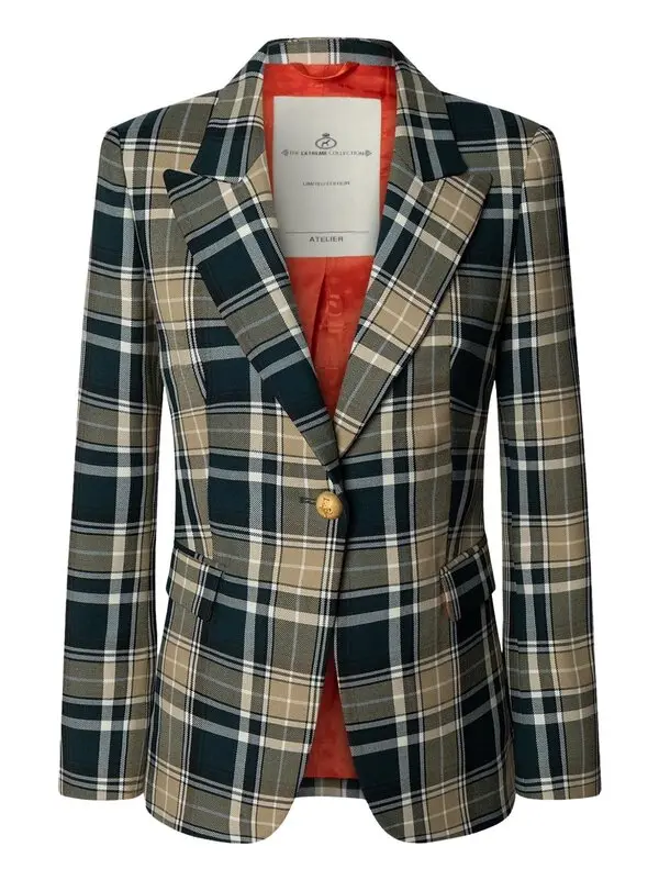 THE EXTREME COLLECTION Neutrals Checked Earth Tone Blazer Murray - Green