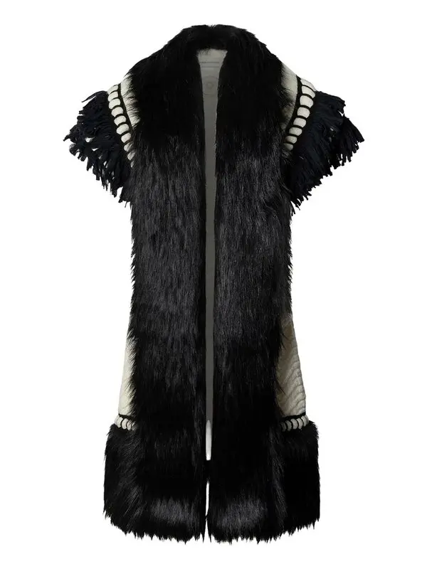 THE EXTREME COLLECTION Edward Faux Fur Waistcoat With Fringes - Beige
