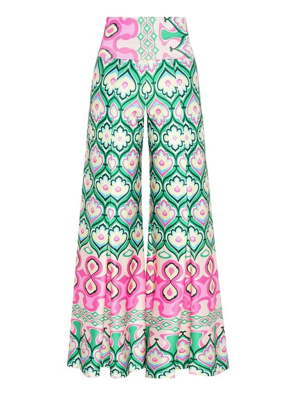 BEATRICE VON TRESCKOW Stretch Bell Bottom Trousers - Green/pink