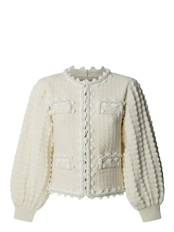 THE EXTREME COLLECTION Kingston Ecru Tweed-style Structured Cardigan - Beige