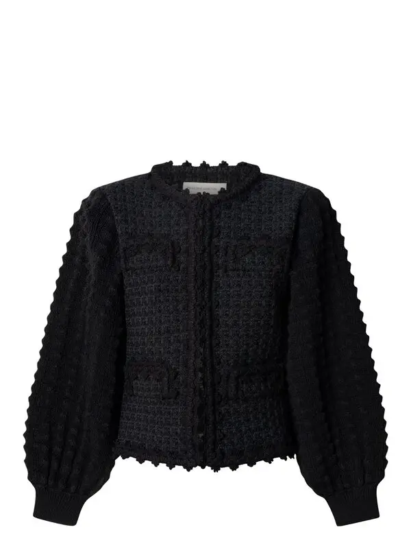 THE EXTREME COLLECTION Kingston Tweed-style Structured Cardigan - Black