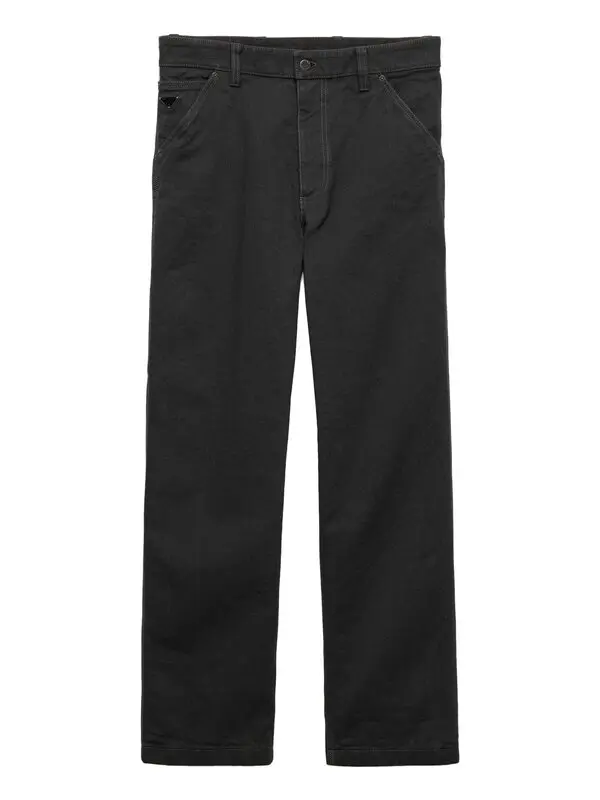 Prada Raw Treatment Loose Fit Denim Jeans - Green