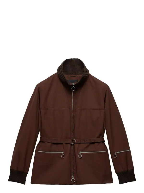Prada Technical Fabric Belted Jacket - Brown