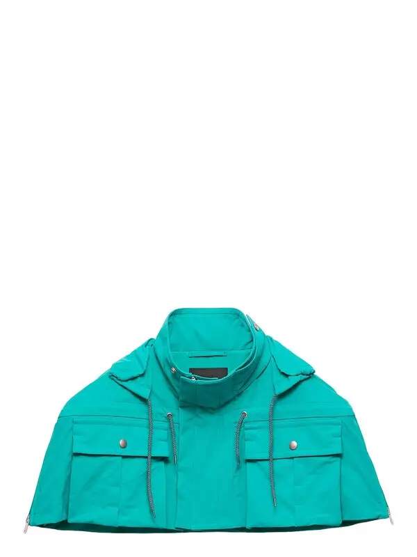 Prada Technical Fabric Capelet With Hood - Light Blue