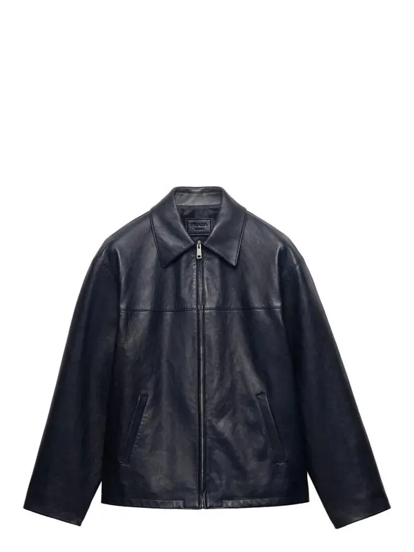Prada Nappa Leather Jacket With Vintage Treatment - Blue